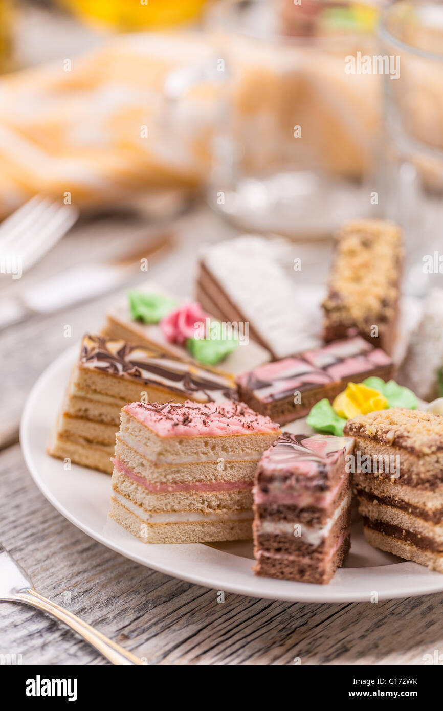 Different sort of small home made sweet cakes Stock Photo - Alamy