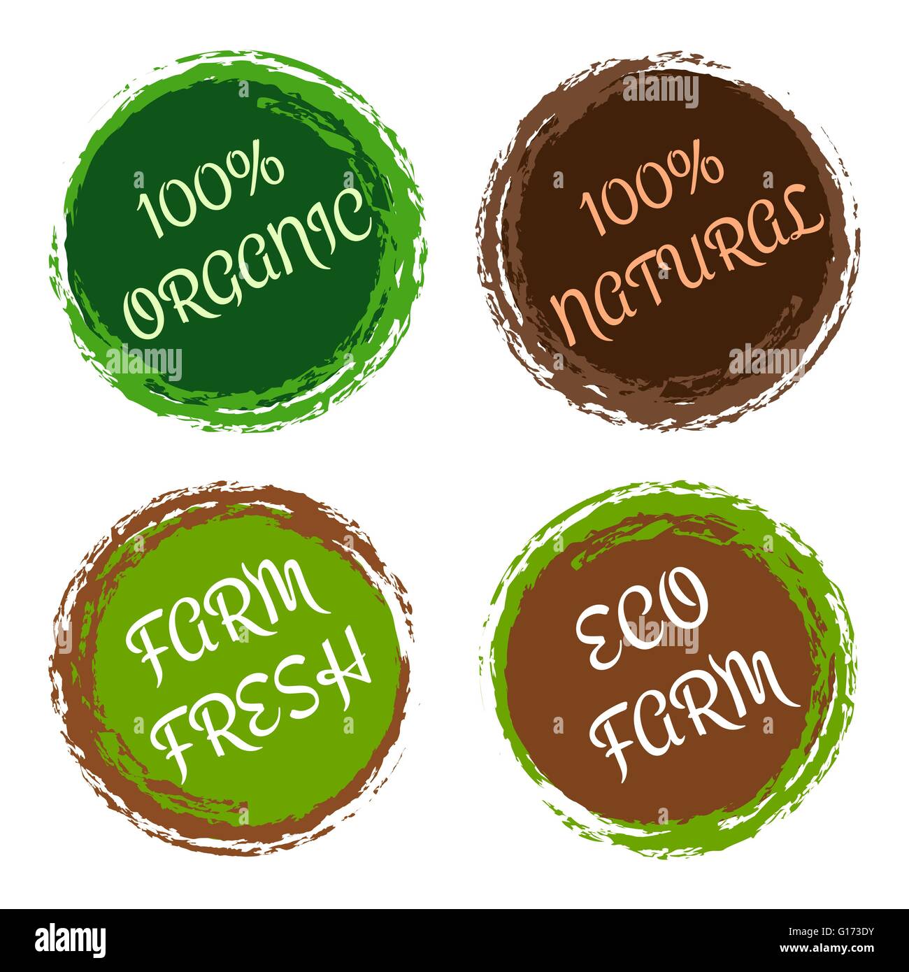 Organic and natural labels - vector set with circle frames Stock Vector ...