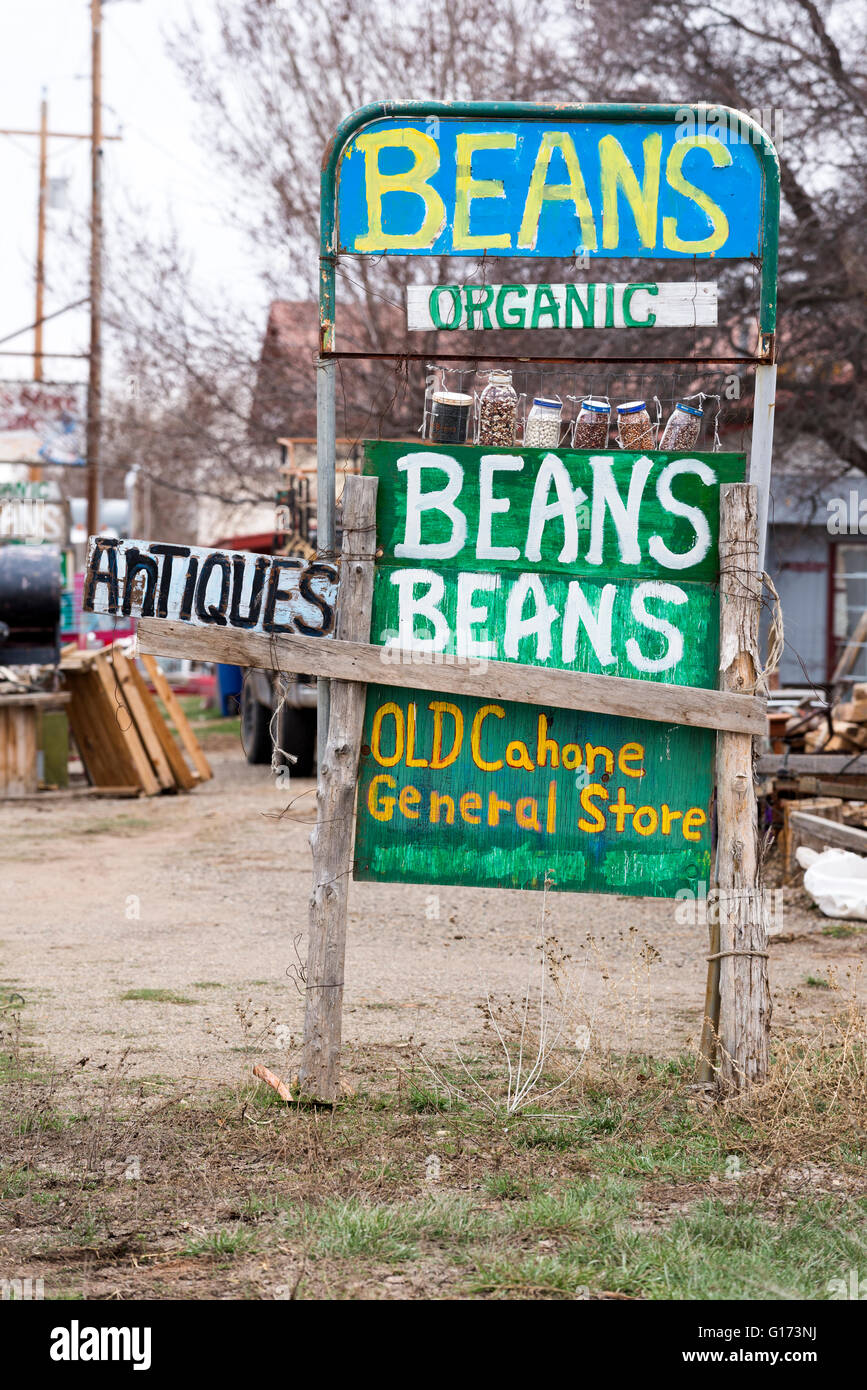 Sign in front of the Cahone General Store in Cahone, Colorado Stock ...