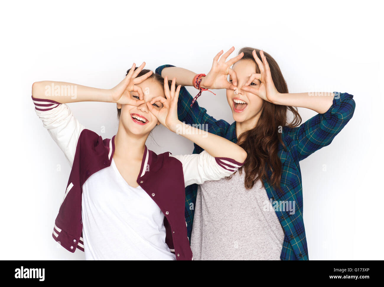 happy smiling pretty teenage girls having fun Stock Photo - Alamy