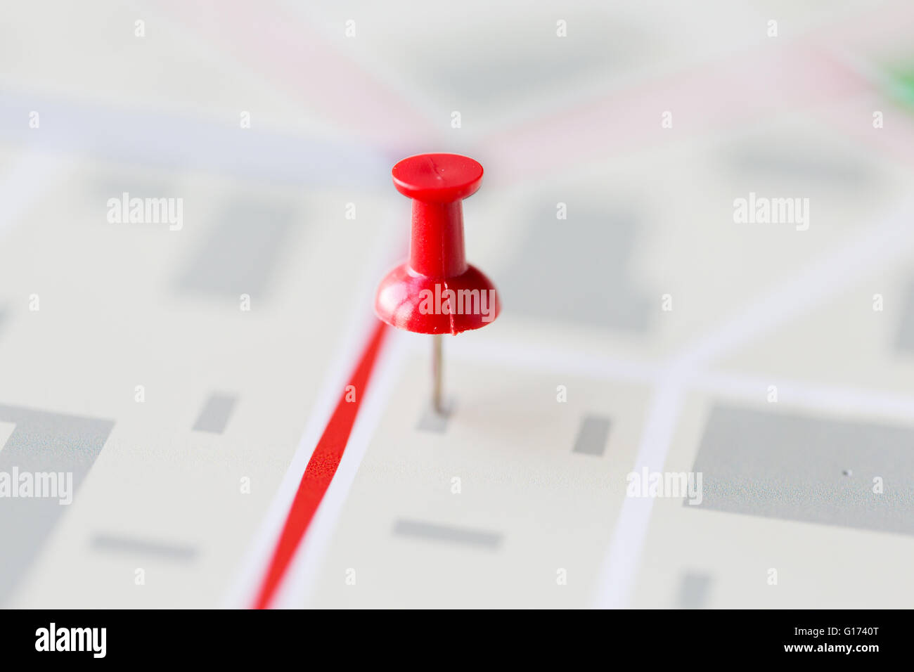 close up of map or city plan with pin Stock Photo - Alamy