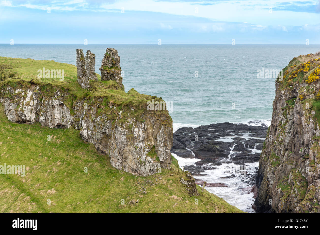 Dunseverick Castle near Ballintoy, County Antrim, Northern Ireland ...
