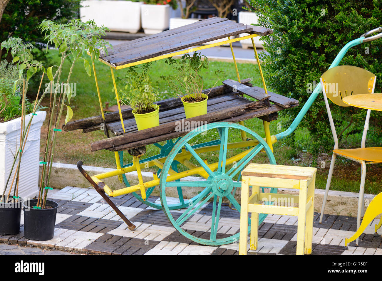 A chariot with plants at the market Stock Photo - Alamy