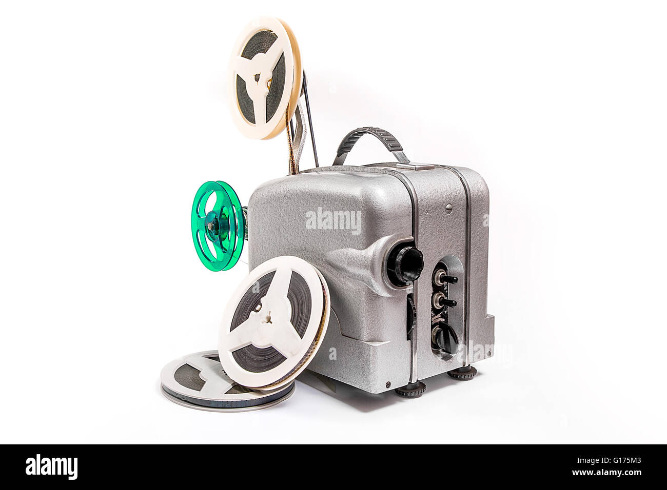 Retro old reel movie projector for cinema. A reels of motion picture ...