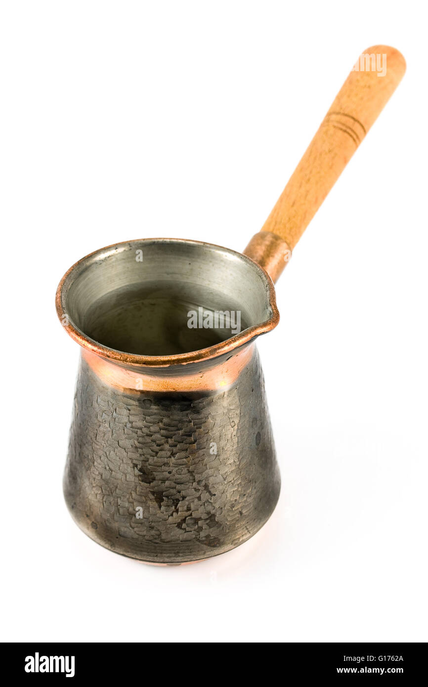 Old coffee pot isolated on white Stock Photo - Alamy