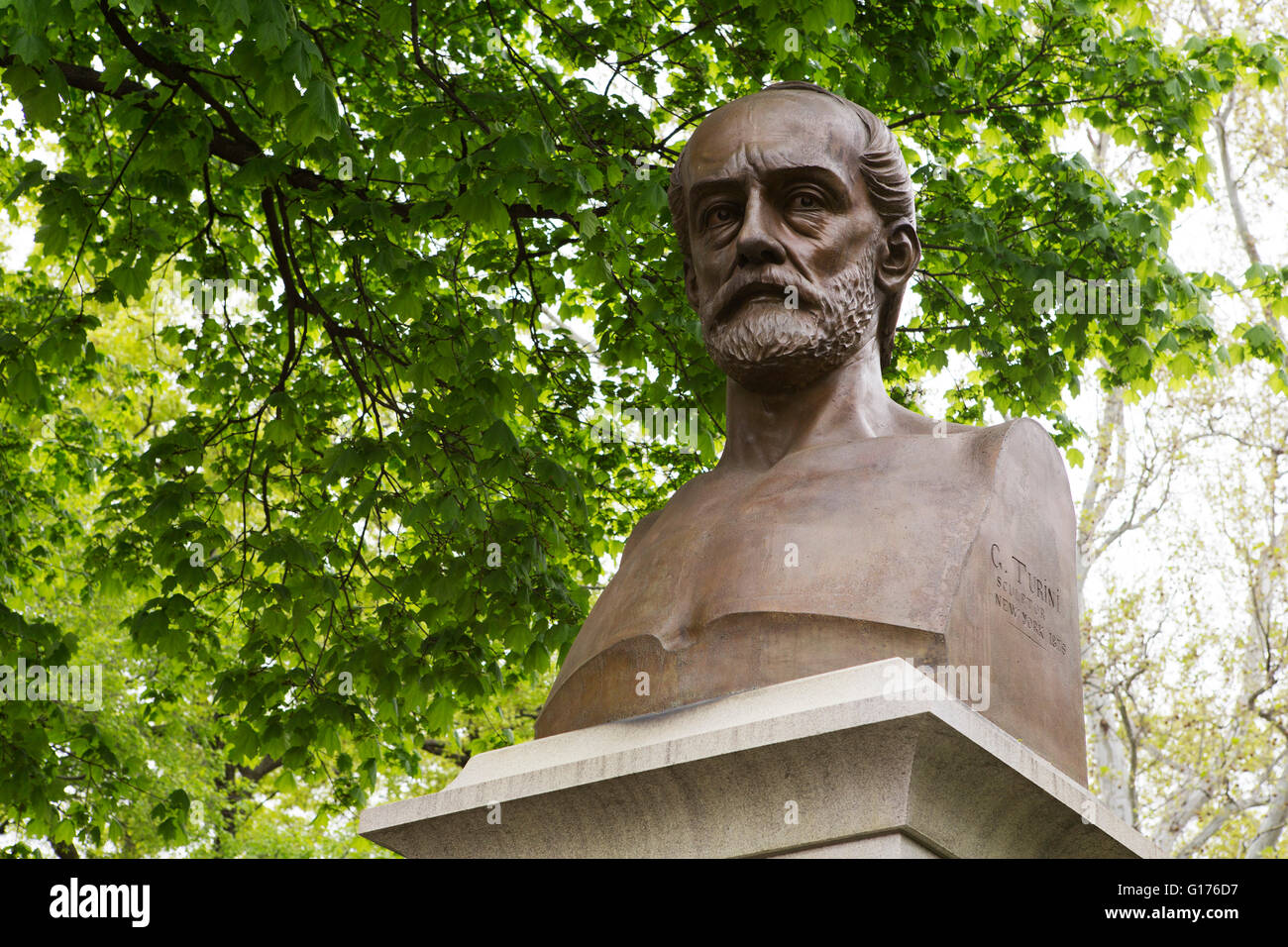 Statue of Guiseppe Mazzini at Central Park in New York City, USA Stock ...