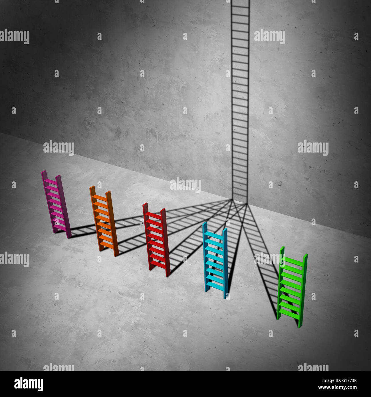 Unification success business concept as a group of short diverse ...