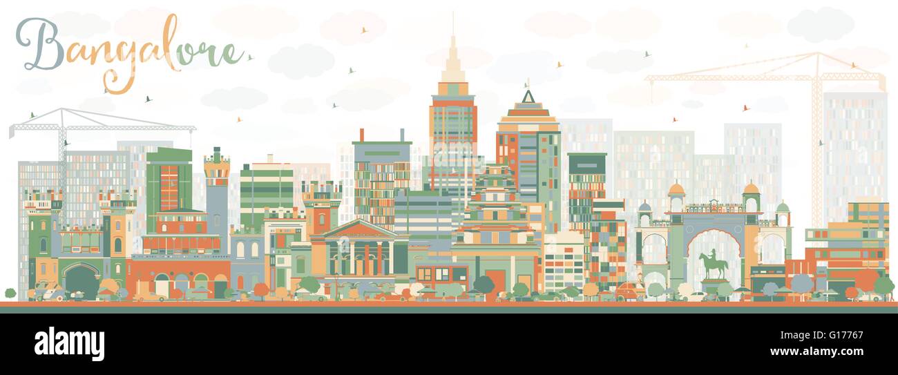 Abstract Bangalore Skyline with Color Buildings. Vector Illustration ...