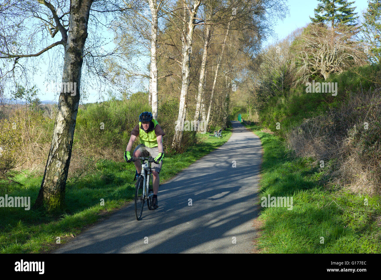 Cyclists on the Deeside way at Cults, Aberdeen. Former Royal Deeside ...