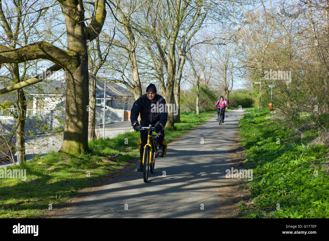 Cyclists on the Deeside way at Cults, Aberdeen.Former Royal Deeside ...
