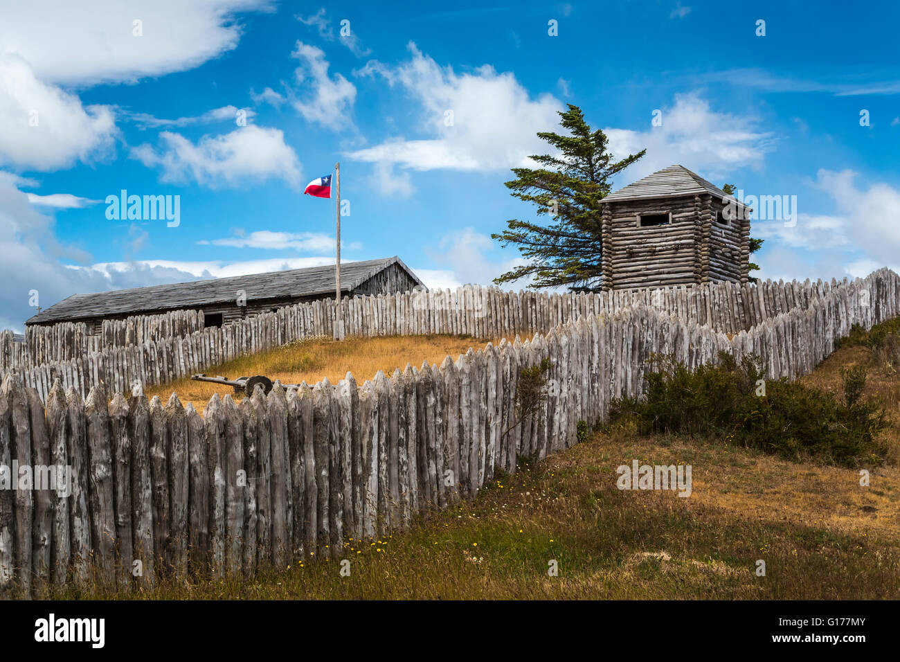 Fuerte Bulnes fort on the Strait of Magellan near Punta Arenas, Chile ...