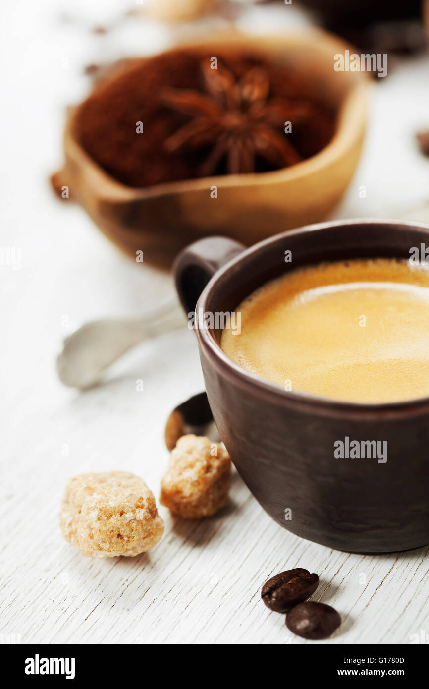 Fresh coffee with several ingredients Stock Photo - Alamy