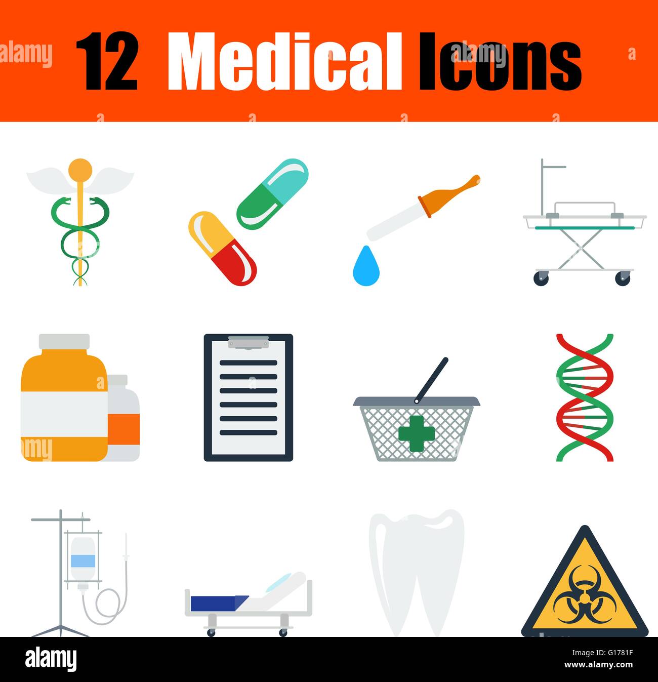 Flat design medical icon set in ui colors. Vector illustration Stock ...