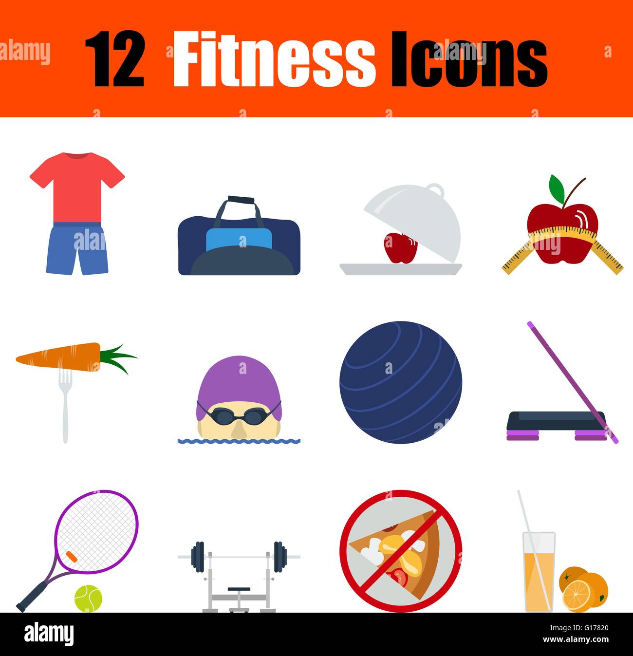 Flat design fitness icon set in ui colors. Vector illustration Stock ...