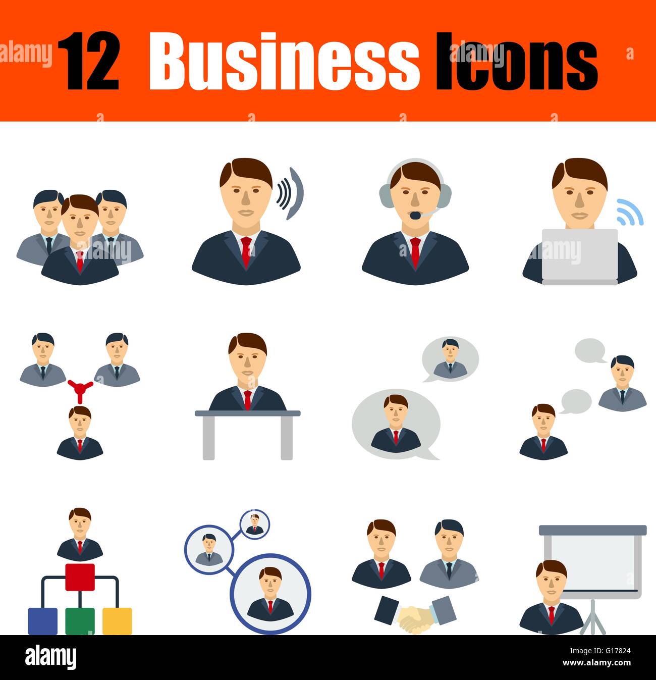 Flat design business icon set in ui colors. Vector illustration Stock ...