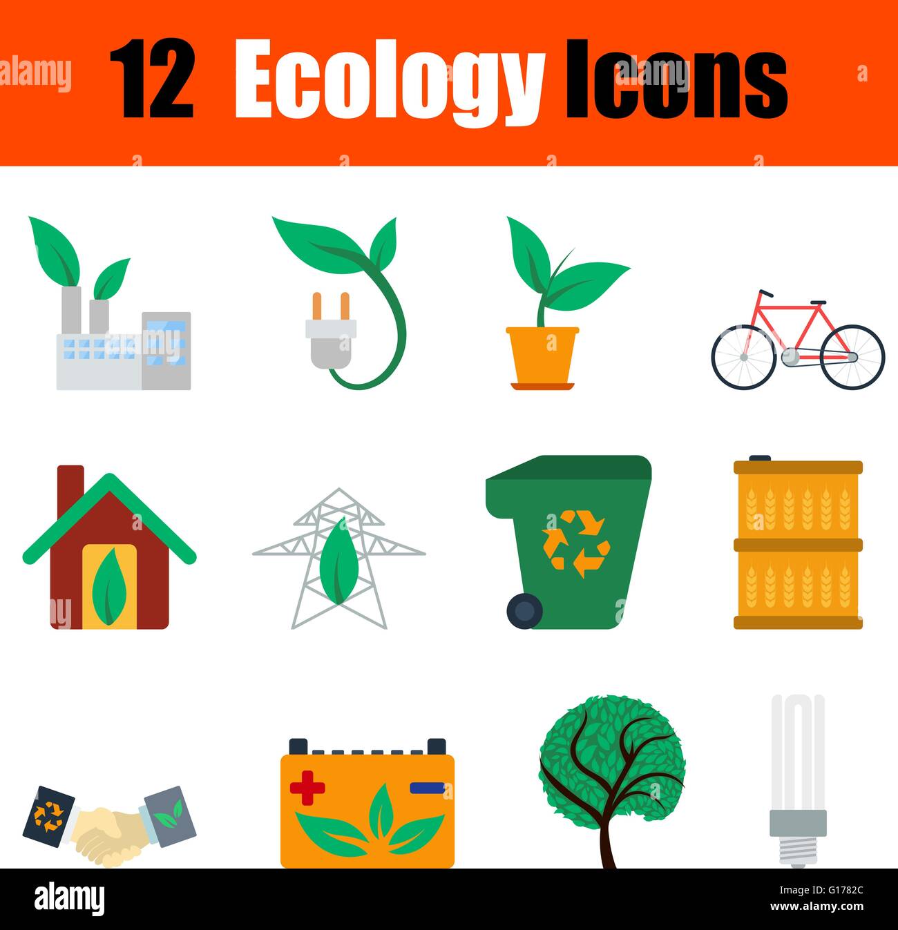 Flat design ecology icon set in ui colors. Vector illustration Stock ...