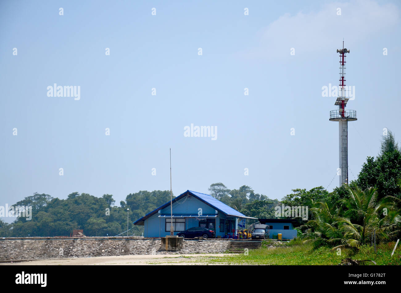 Coast guard station at dock in Surat Thani, Thailand Stock Photo - Alamy