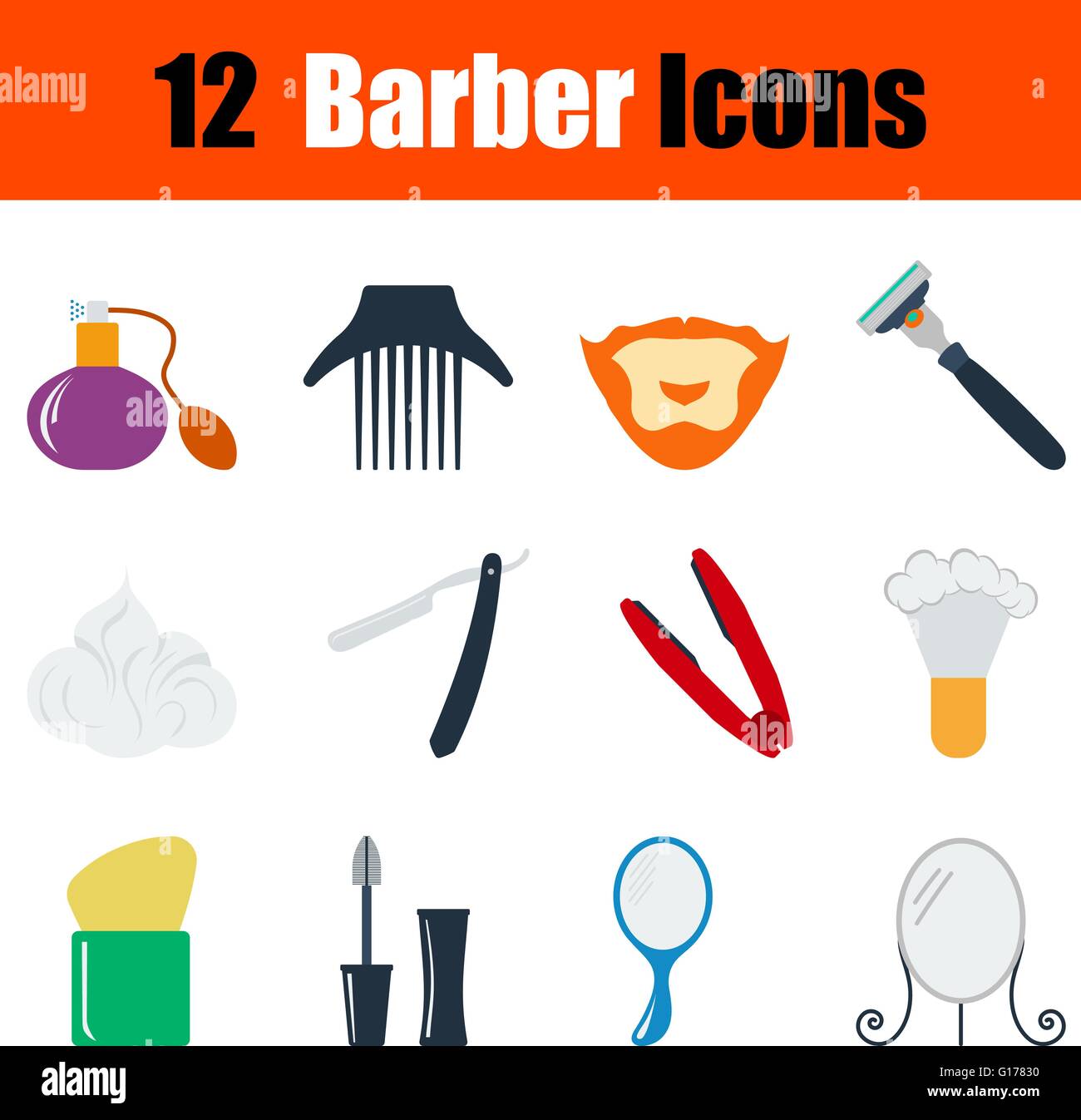 Flat design barber icon set in ui colors. Vector illustration Stock ...