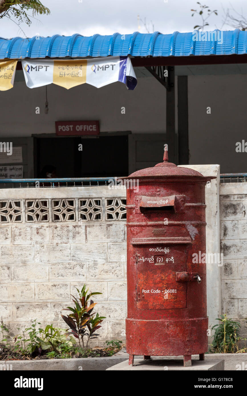 A post box near the post office, in Nyaungshwe (Myanmar).The postal ...