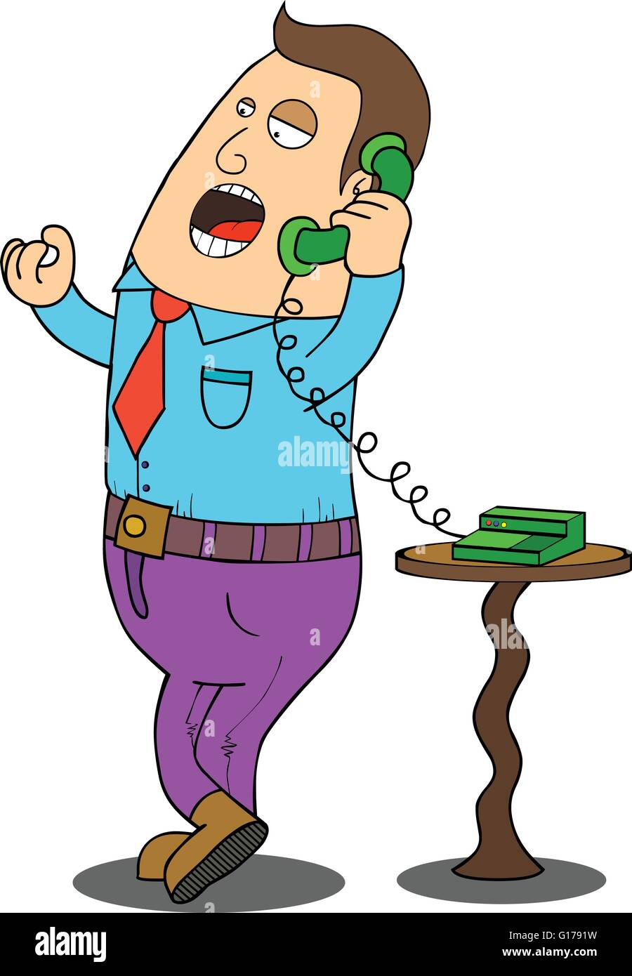Man on telephone cartoon hi-res stock photography and images - Alamy
