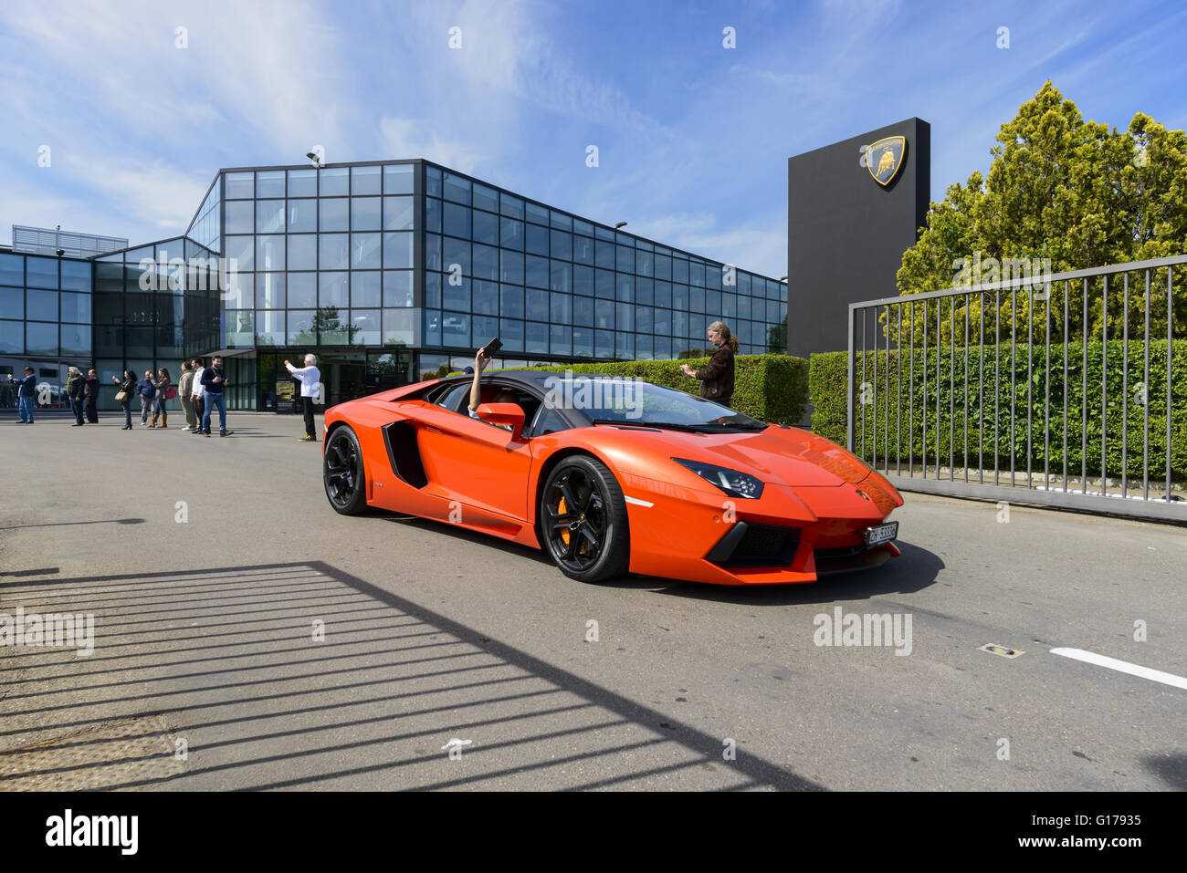 Lamborghini parade in front of the Lamborghini factory in Sant'Agata ...