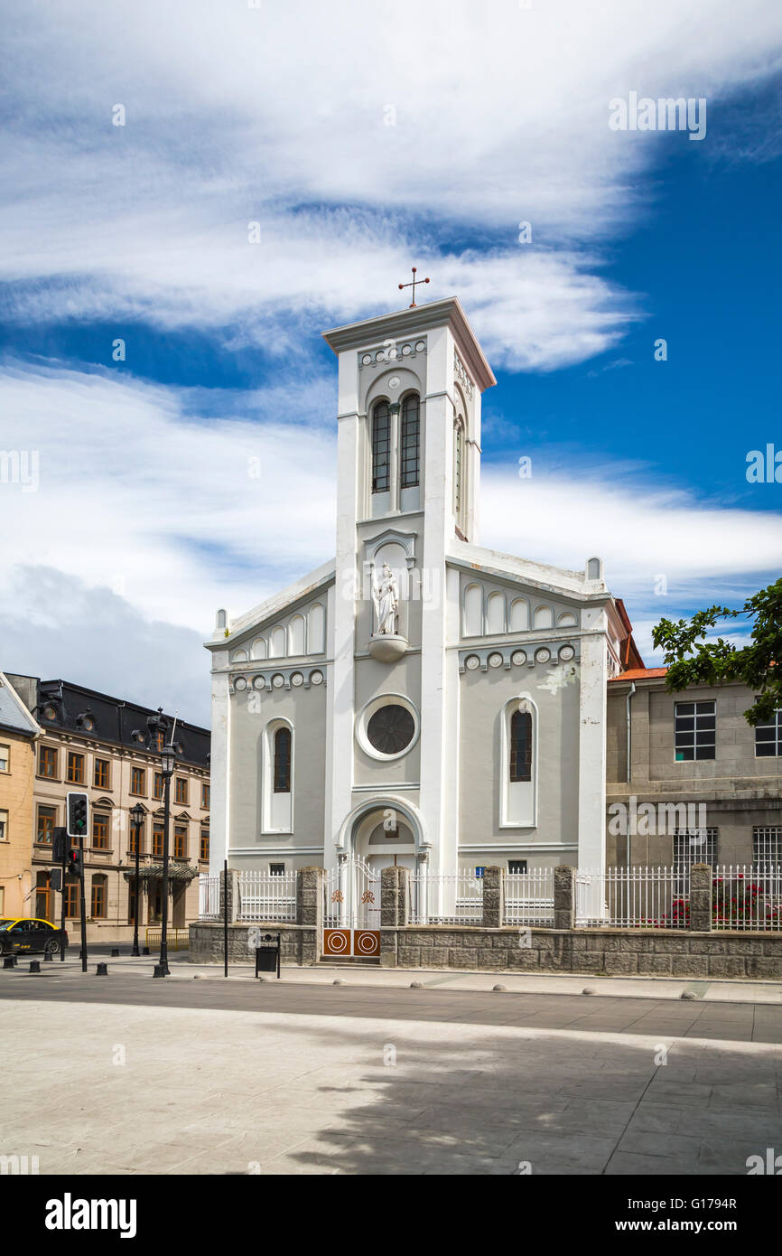A church building in the city of Punta Arenas, Chile, South America ...