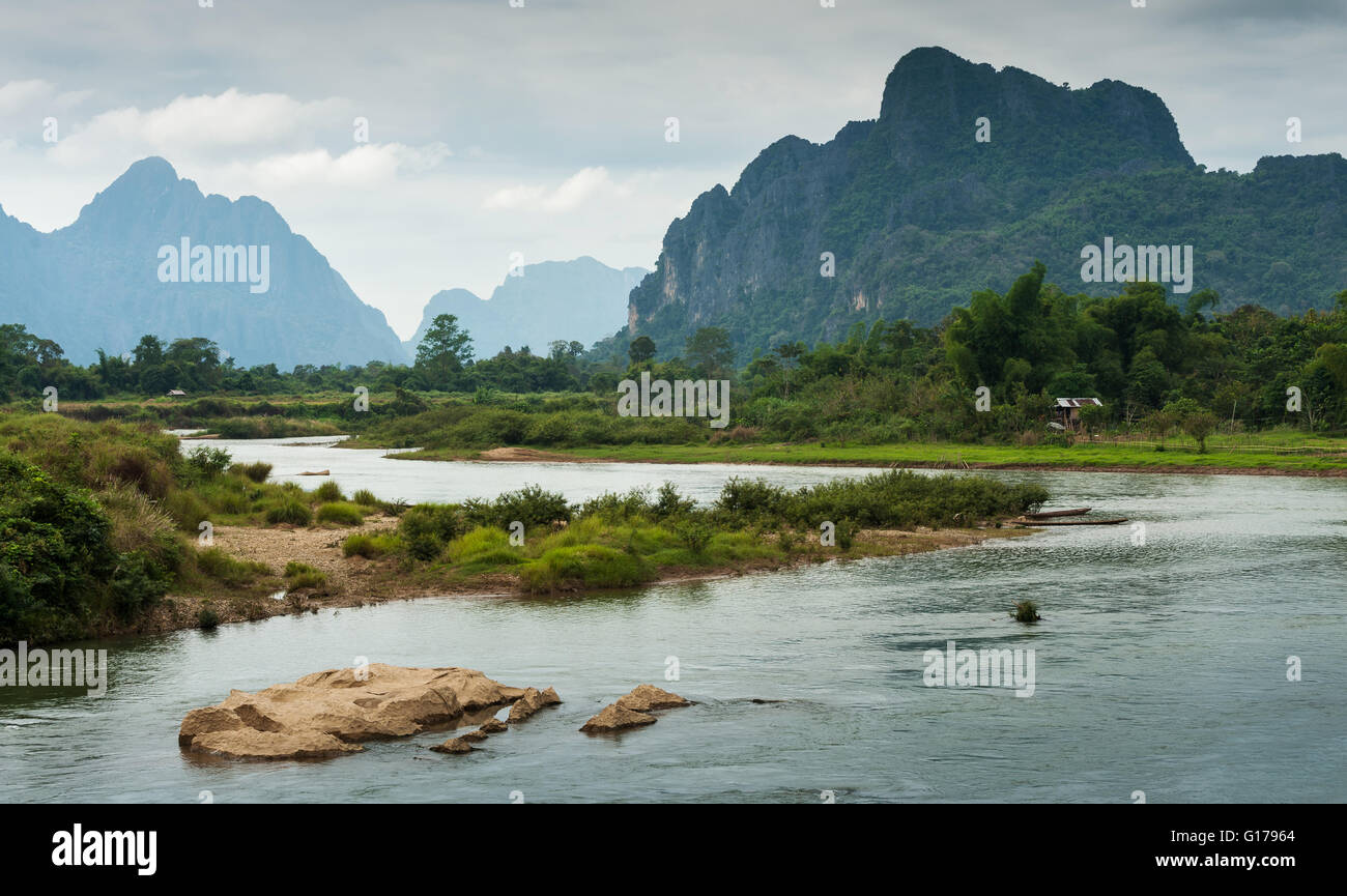 Landscape of Nam Song River at Vang Vieng, Laos Stock Photo - Alamy