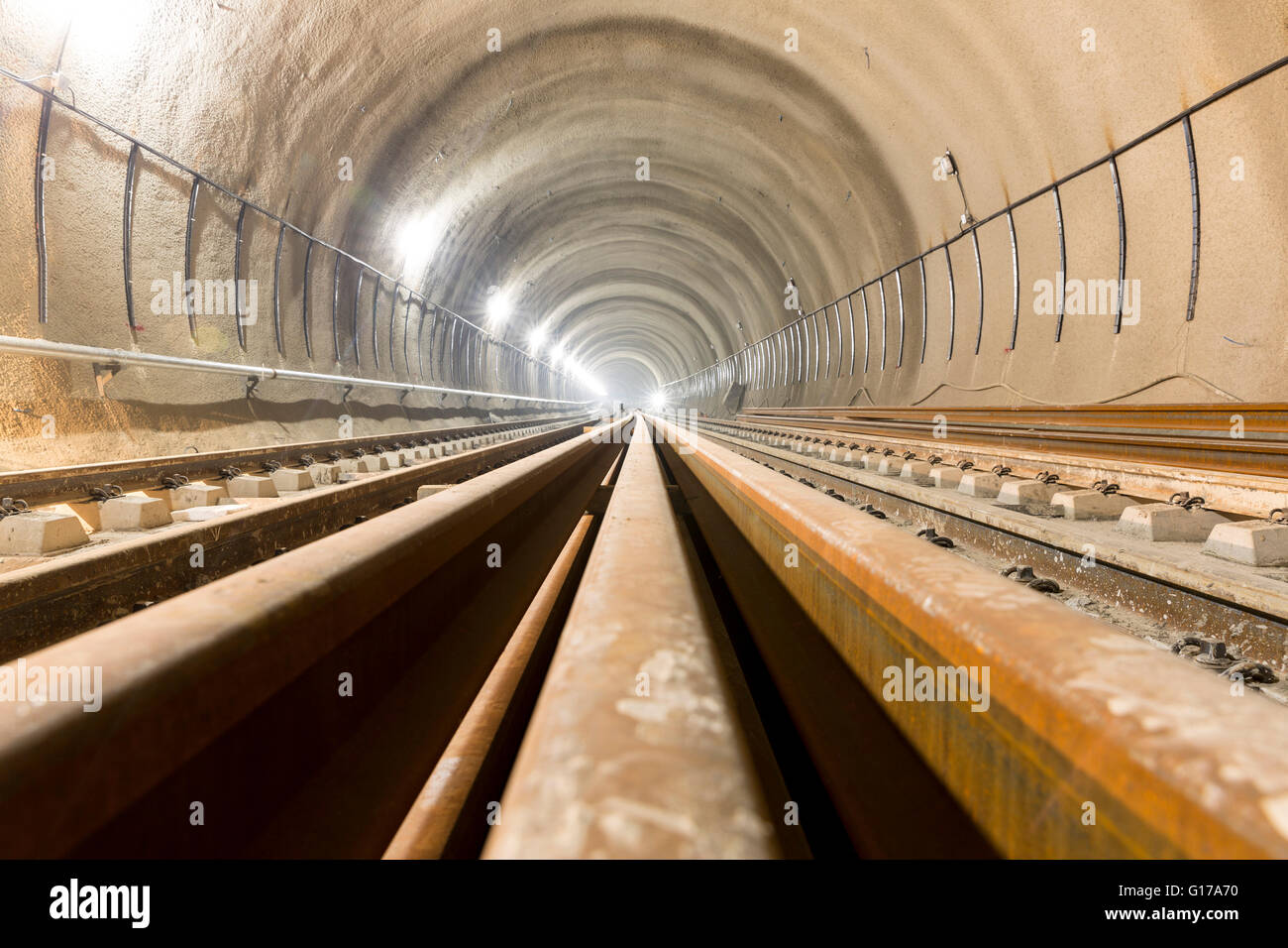 Subway tunnel. Low angle of view Stock Photo - Alamy