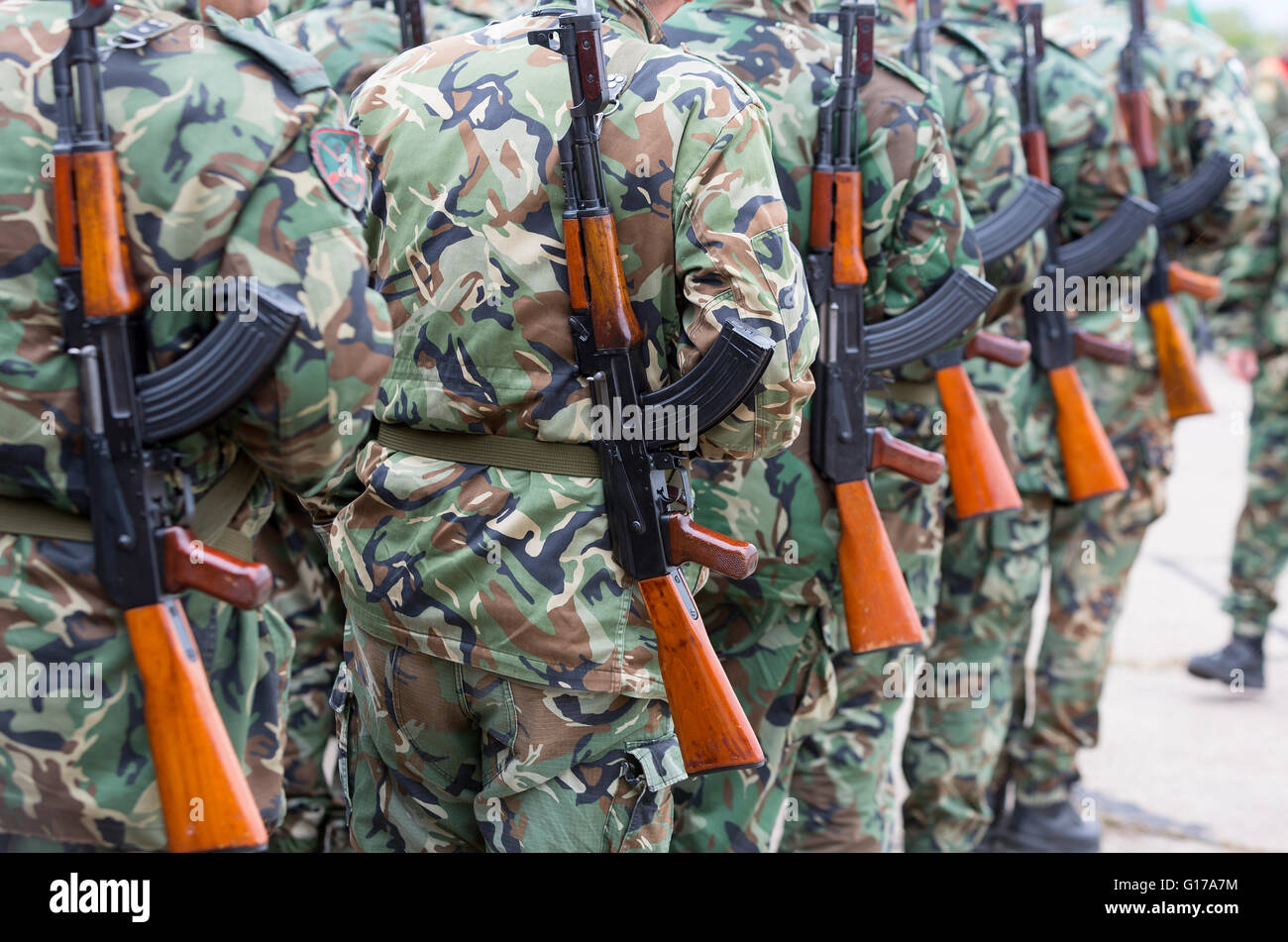Soldiers from the Bulgarian army are preparing for a parade for Army's ...