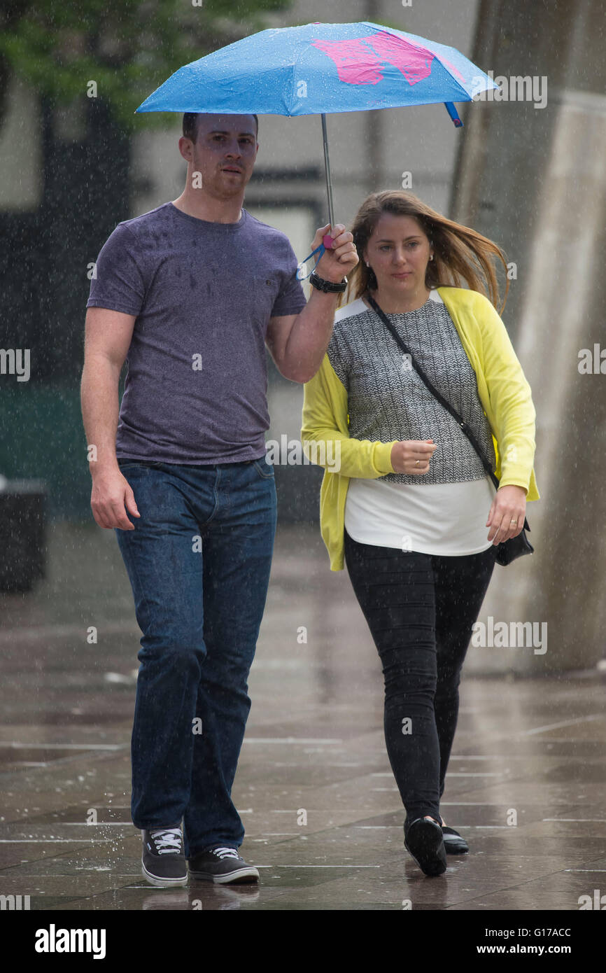 Wet weather in Cardiff City Centre, South Wales, UK Stock Photo - Alamy