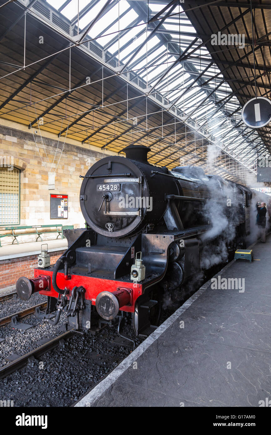 LMS Stanier Class 5 4-6-0 Locomotive 'Eric Treacy' at Pickering Station ...