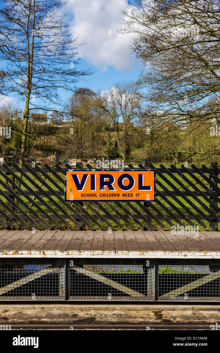 Old Enamel Sign on Pickering Station, Virol Stock Photo - Alamy