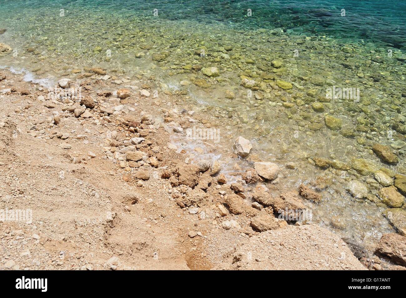 Amazing clear beach in adriatic sea with stones. Podgora, Croatia Stock ...