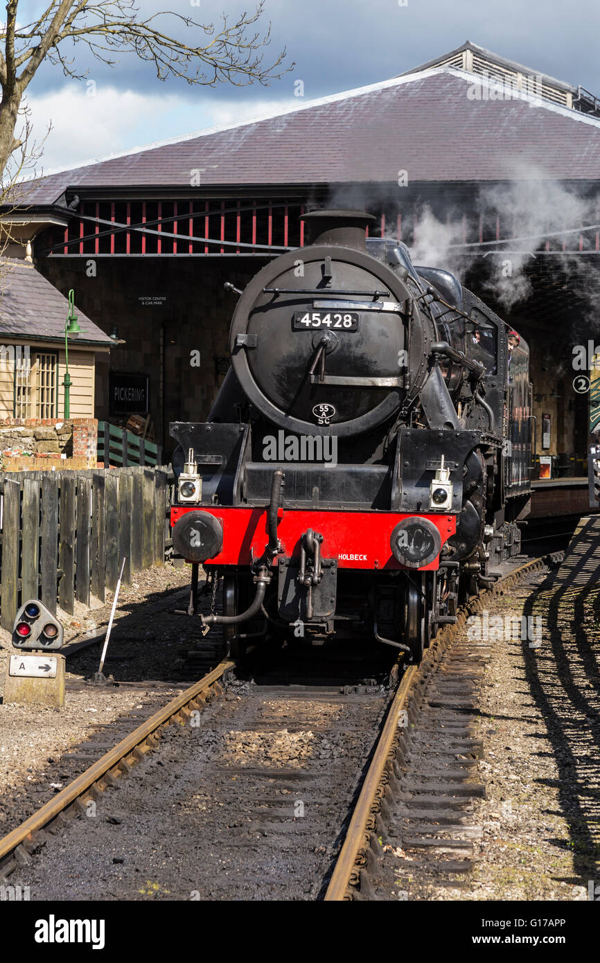 LMS Stanier Class 5 4-6-0 Locomotive 'Eric Treacy' at Pickering Station ...