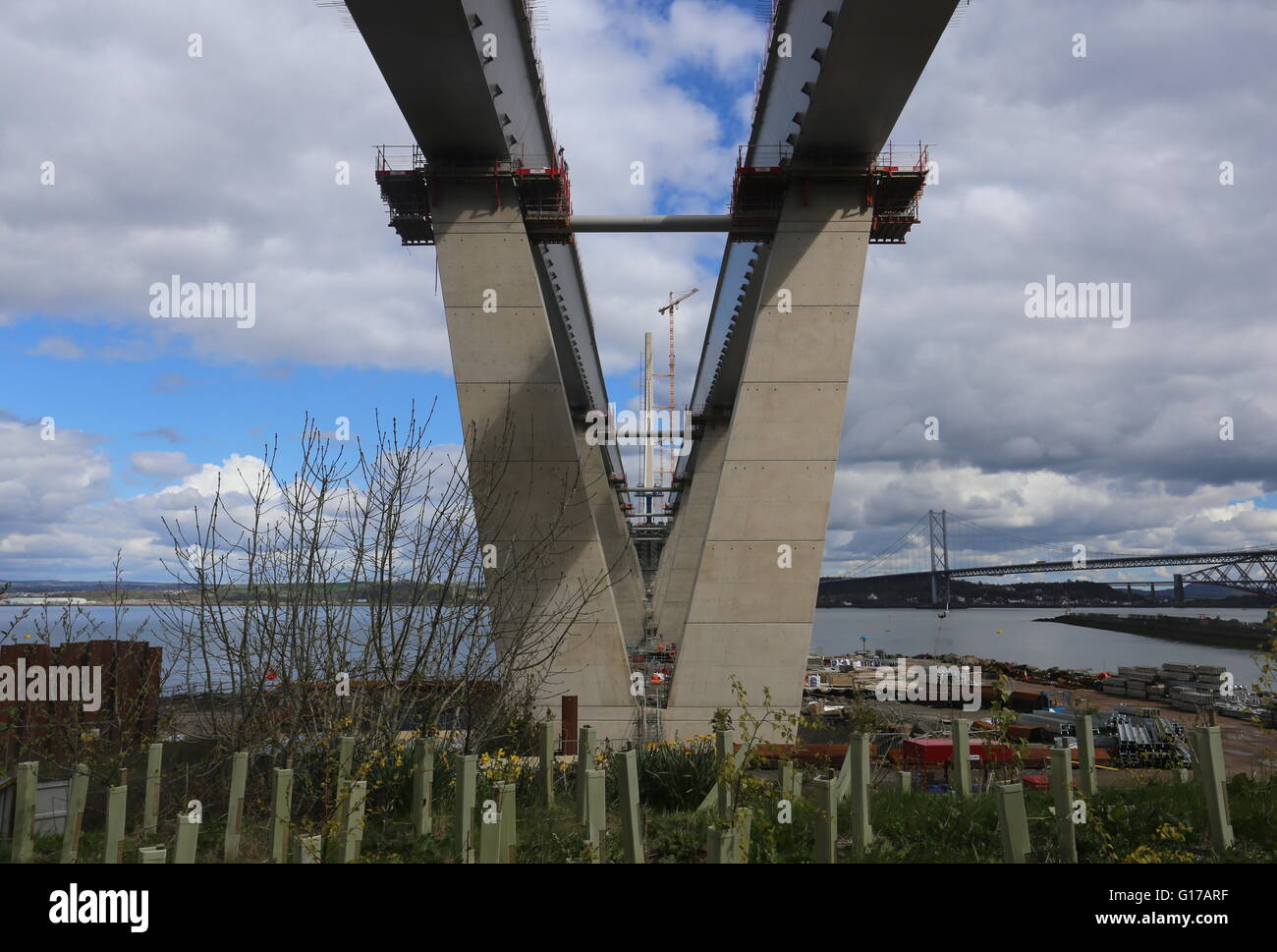 Underneath southern approach Queensferry Crossing during construction ...
