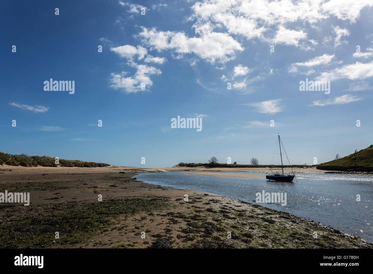Alnmouth, Mouth of River Alan at Low Tide Stock Photo - Alamy