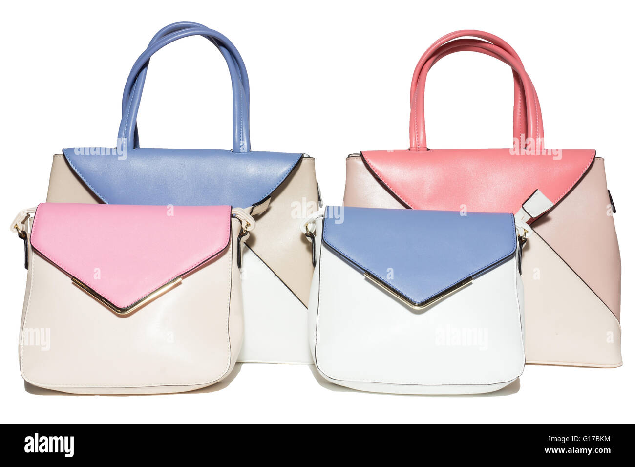 The photograph shows a female handbag on a white background Stock Photo ...