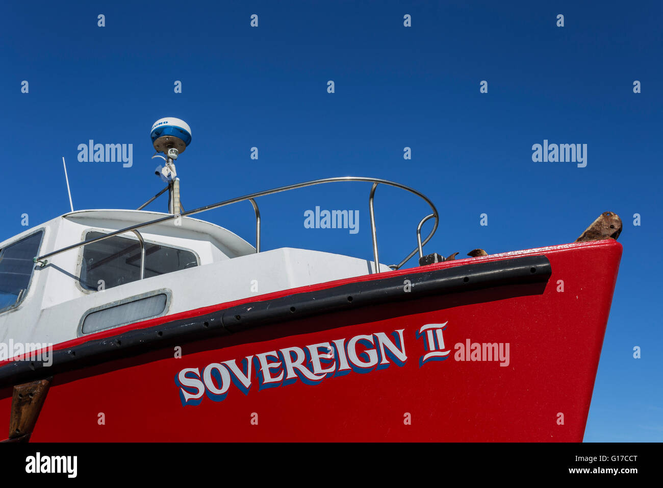 Brightly Coloured Boat at Seahouses Harbour Stock Photo - Alamy