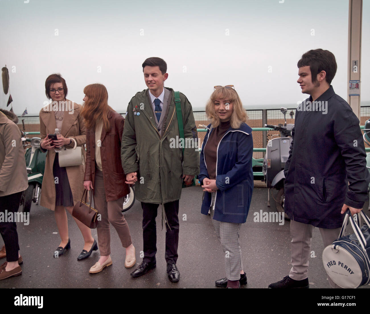 A group of young smartly dressed teenage mods in Brighton Stock Photo ...