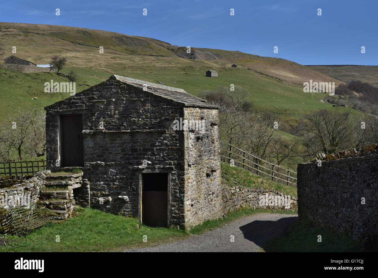 Keld, Swaledale, stone barns, landscape, Yorkshire Dales National Park ...