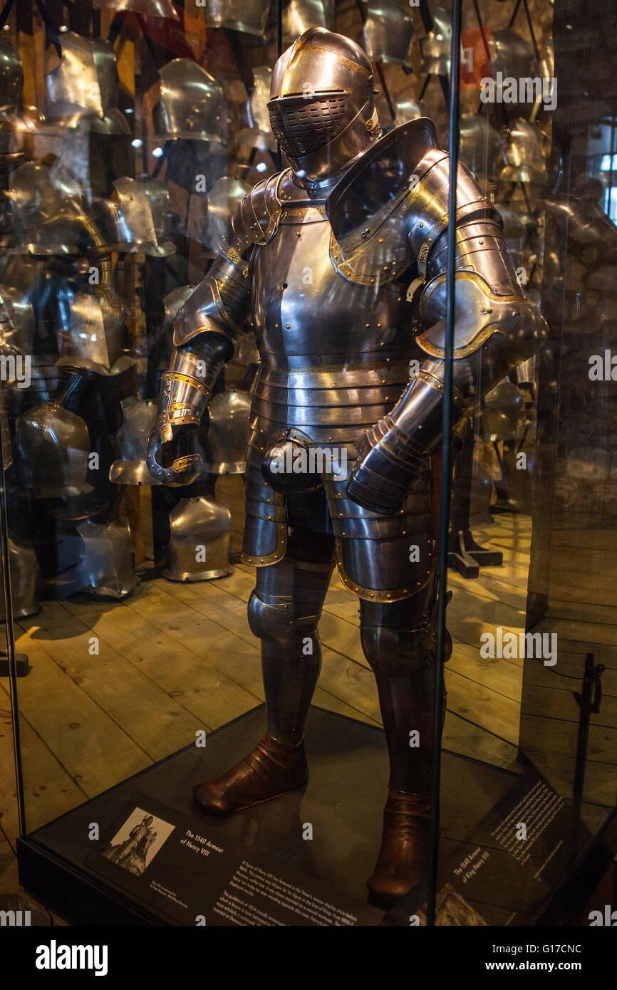 LONDON, UK - APRIL 10TH 2016: A suit of armour belonging to King Henry ...
