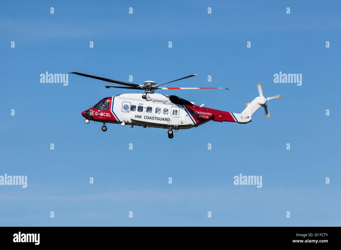 Search and Rescue Helicopter Lifts Off in Keswick Stock Photo - Alamy