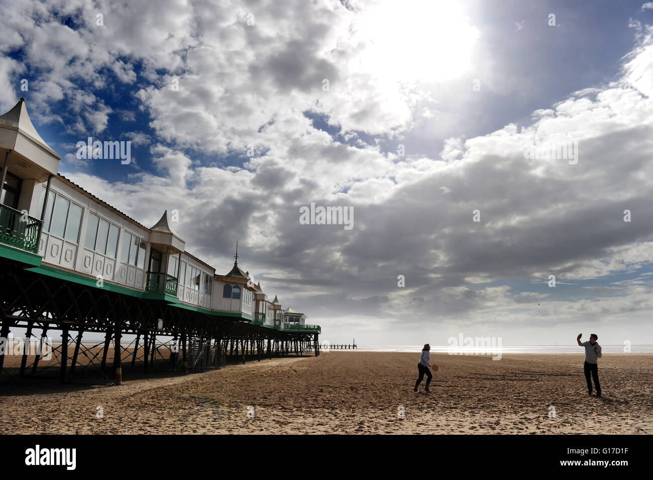 Quiet spring day on the beach at Lytham St Anne's, Lancashire. Picture ...
