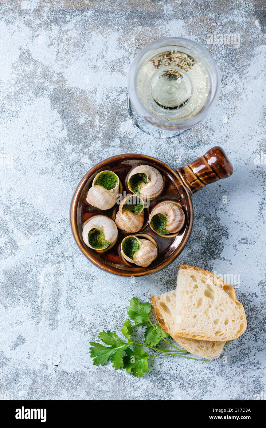 Escargots de Bourgogne - Snails with herbs butter, in traditional ...
