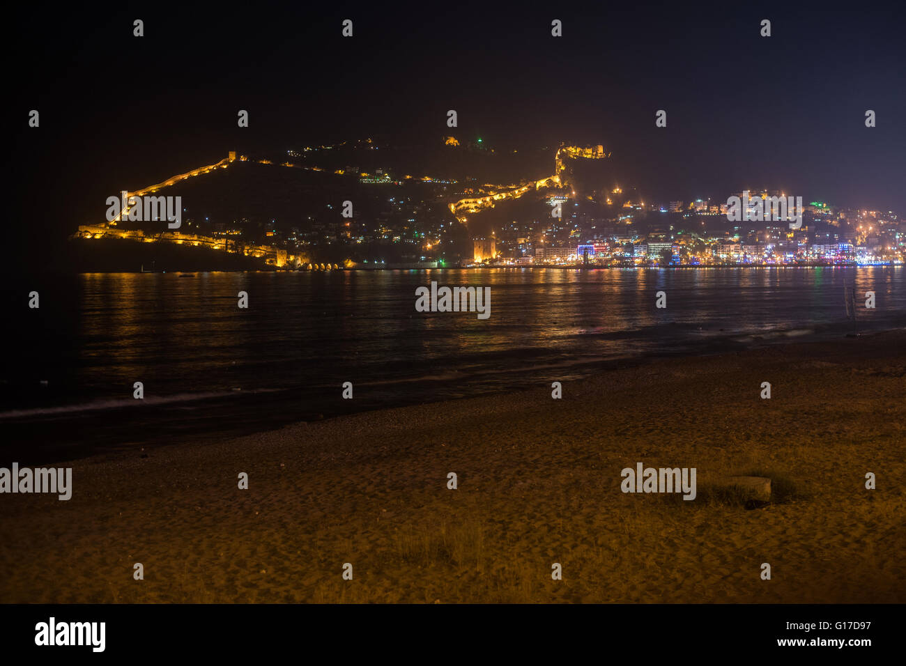 Alanya in the night Stock Photo - Alamy