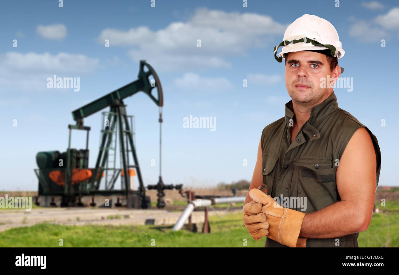 oil industry oil worker posing Stock Photo - Alamy