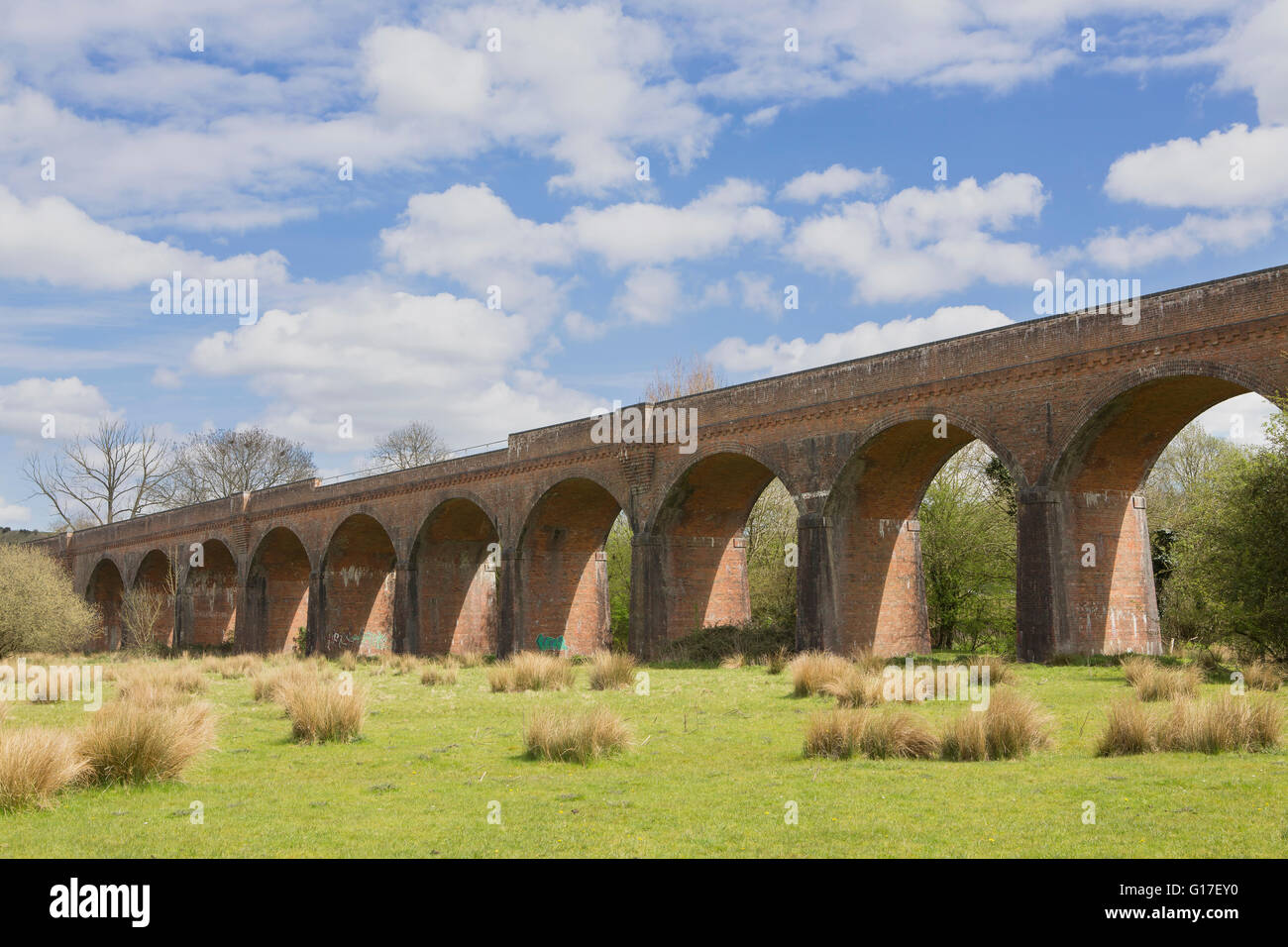 Hockley disused railway viaduct crossing a valley near Winchester in ...