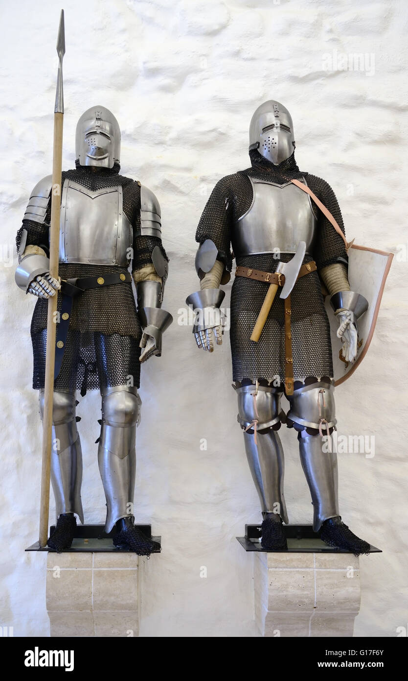 Two suits of knight armour in Diosgyor Castle, Hungary Stock Photo - Alamy