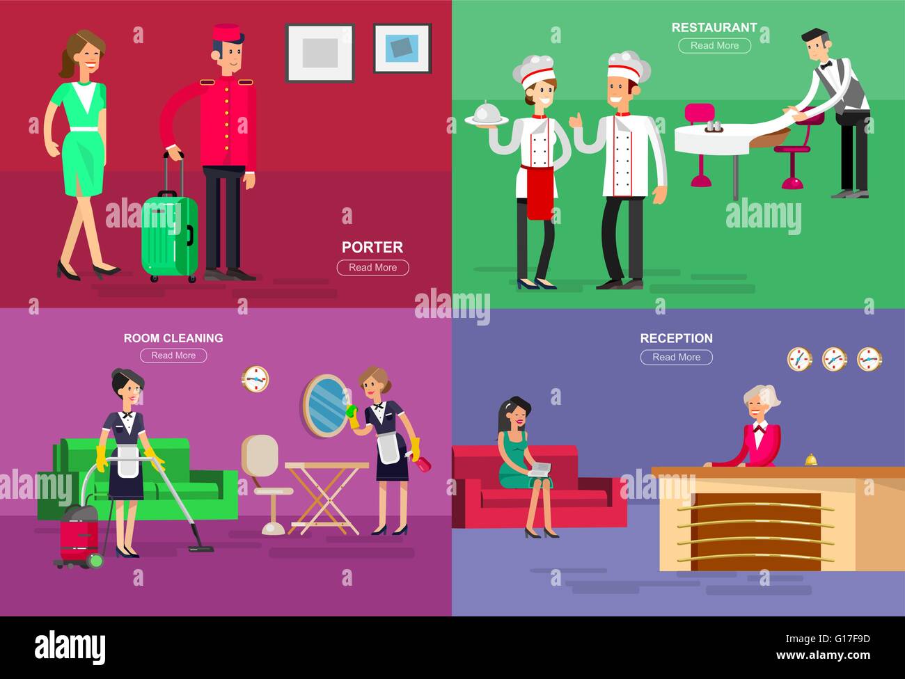 Hotel reception background staff Stock Vector Images - Alamy