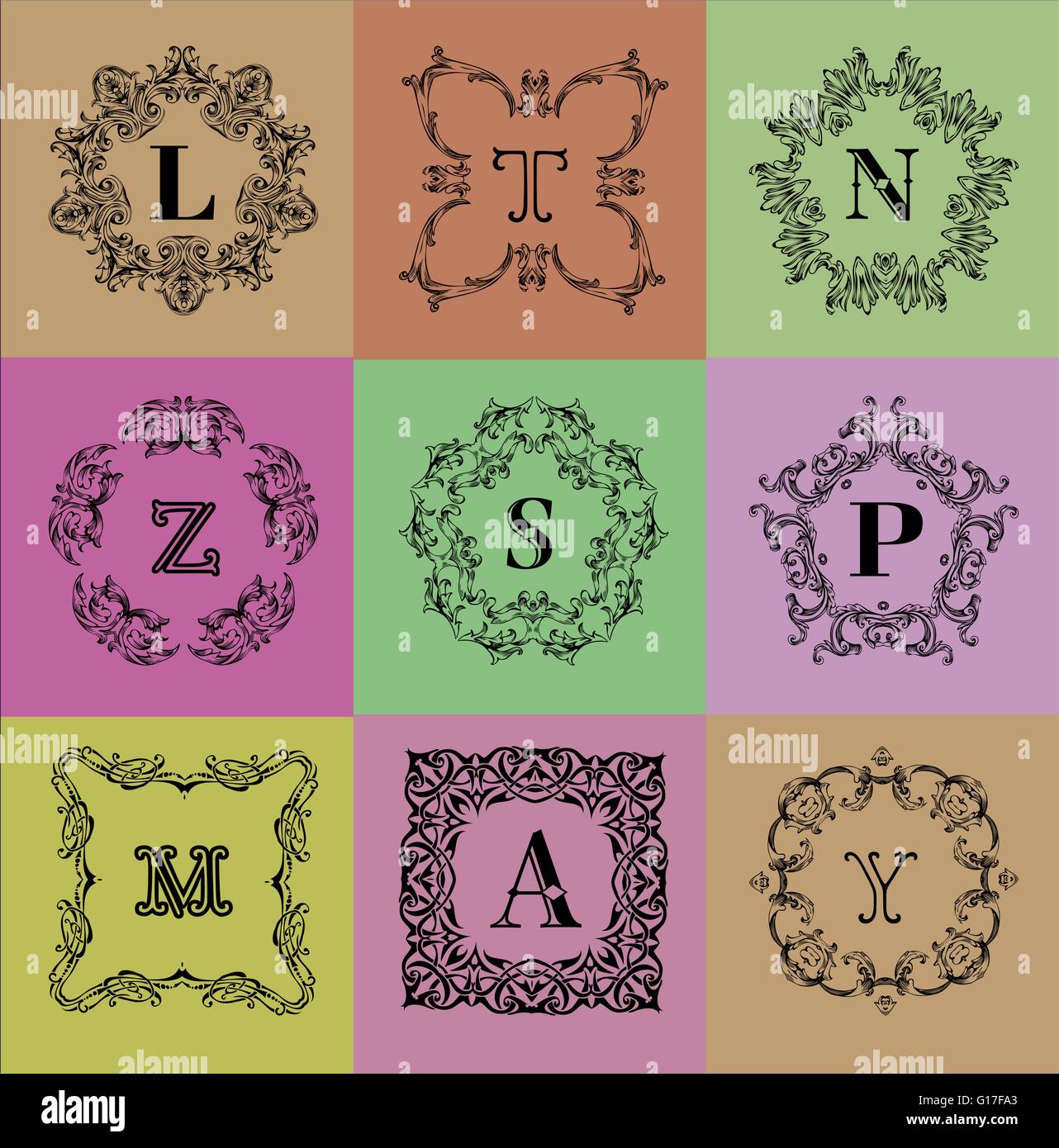 Z m monogram hi-res stock photography and images - Alamy